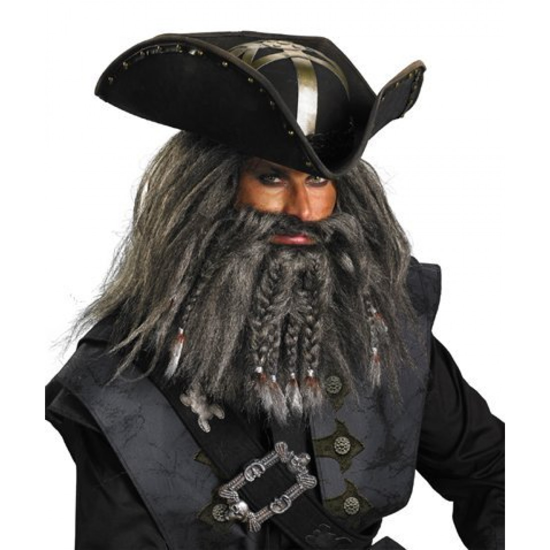 Peruca e Barba do Pirata Barba Negra Piratas do Caribe