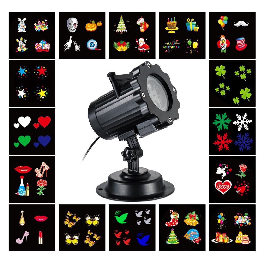 Projetor de Luz Laser Led Festas com 16 Motivos